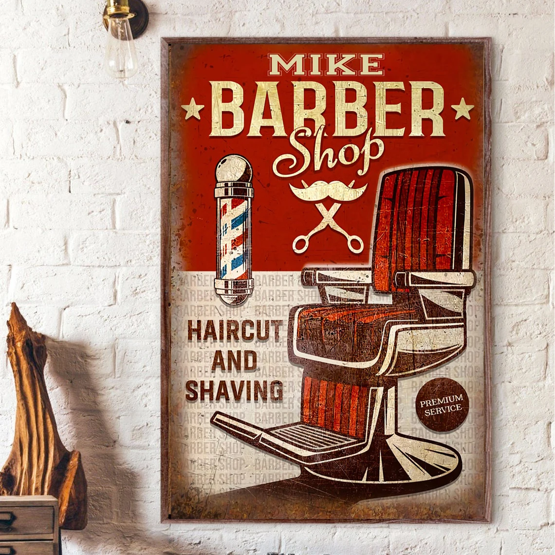 Barber shop haircut and shaving poster, Barber Shop Metal Sign, Barbers ...
