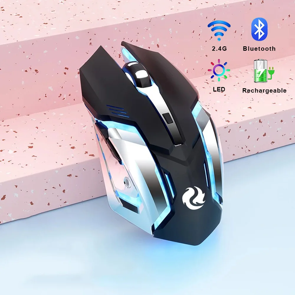Gaming Mouse Rechargeable 2.4GWireless Bluetooth Mouse Mute Ergonomic ...