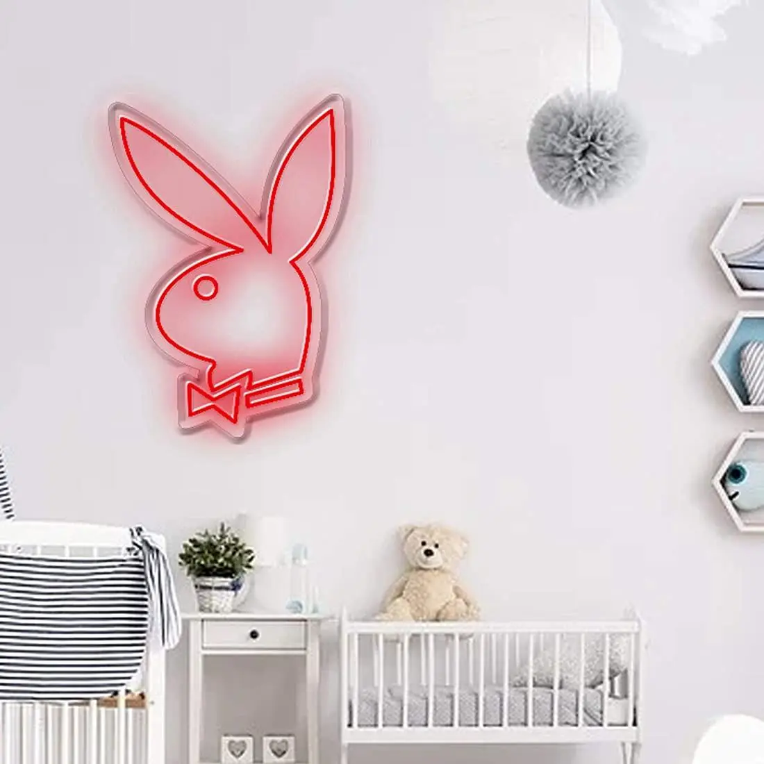 Violet - enseigne lumineuse LED en forme de lapin, grande taille ...