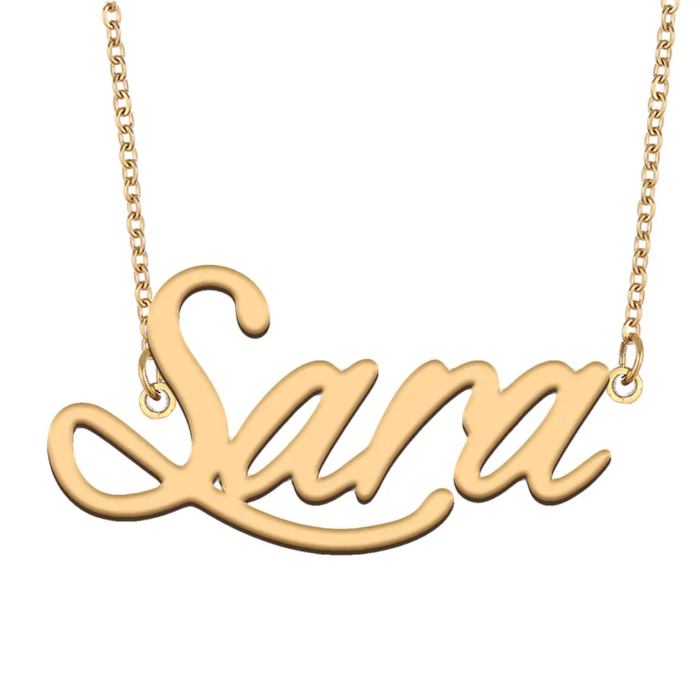 Sara-Name-Necklace-for-Women-Stainless-Steel-Jewelry-Gold-Plated ...