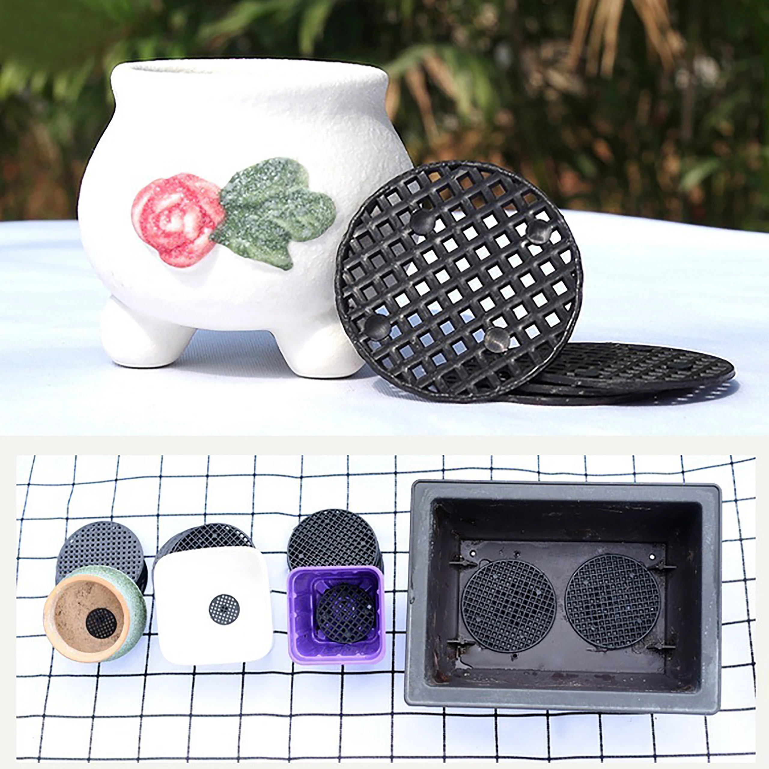 Jardinière,Trou de Drainage de fond de pot de fleurs,tapis de grille de ...