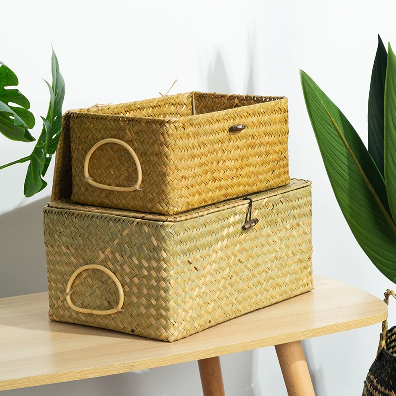 Panier de rangement - Naturel - Jonc de mer - 28x18x12 cm - Style ...