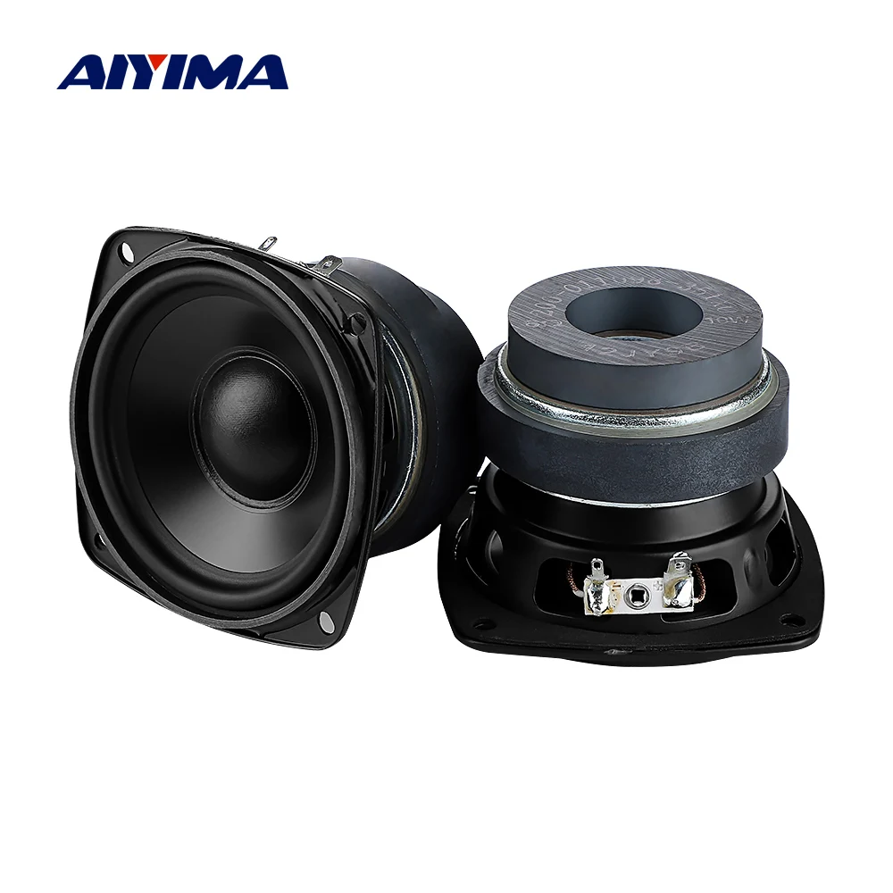AIYIMA 2Pcs 3.5 Inch Midrange Woofer Speaker 6 Ohm 40W Aluminum Cone Long Stroke Sound Audio ...