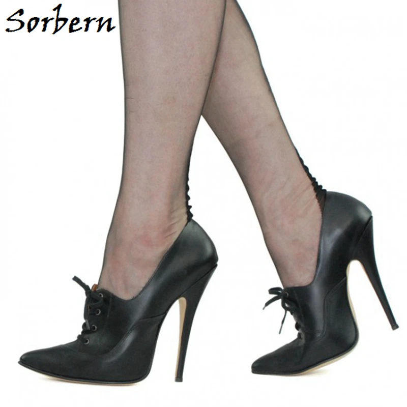 Sorbern-14Cm-Echtes-Leder-Frauen-Pumpe-Mary-Janes-Schuh-Damen-Spitz ...