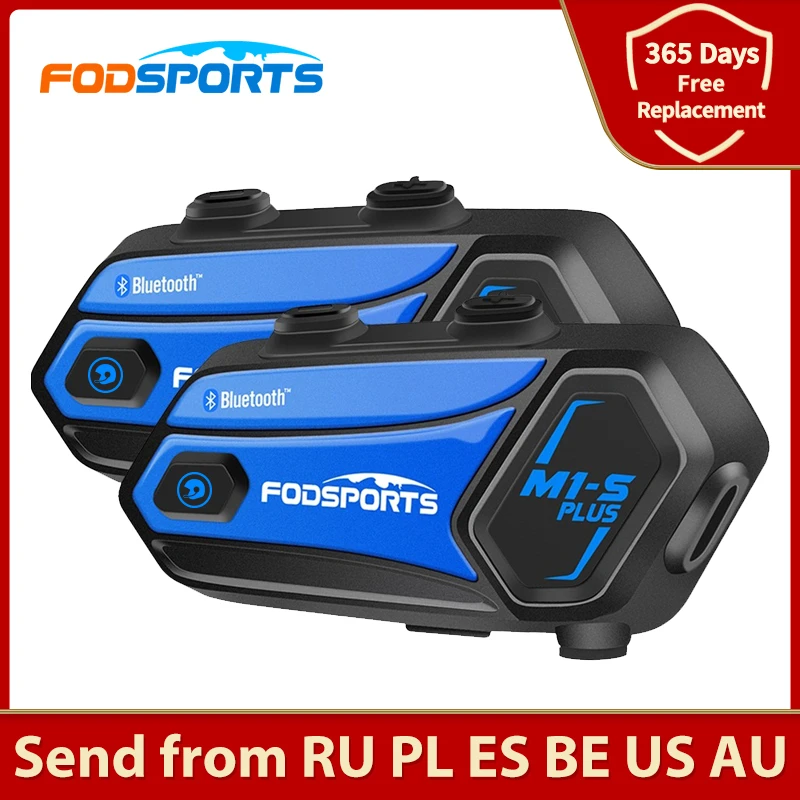 Fodsports 2 Pcs M1-s Plus Motorcycle Helmet Intercom Bluetooth Headset ...