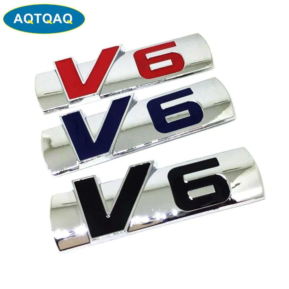 1Pcs Personalized 3D Car Stickers Metal V6 Car Stickers Badge ...