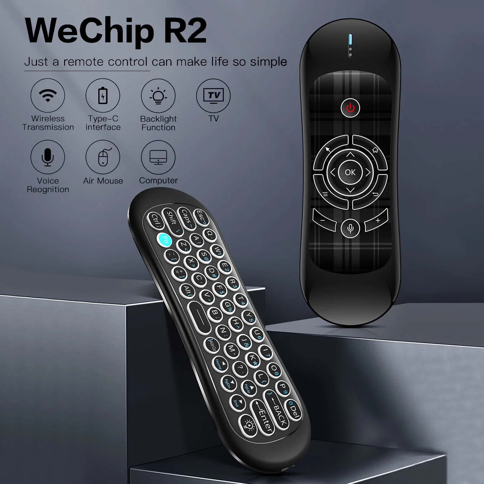 Wechip-R2-Remote-Control-2-4G-Wireless-Voice-Air-Mouse-IR-learning ...