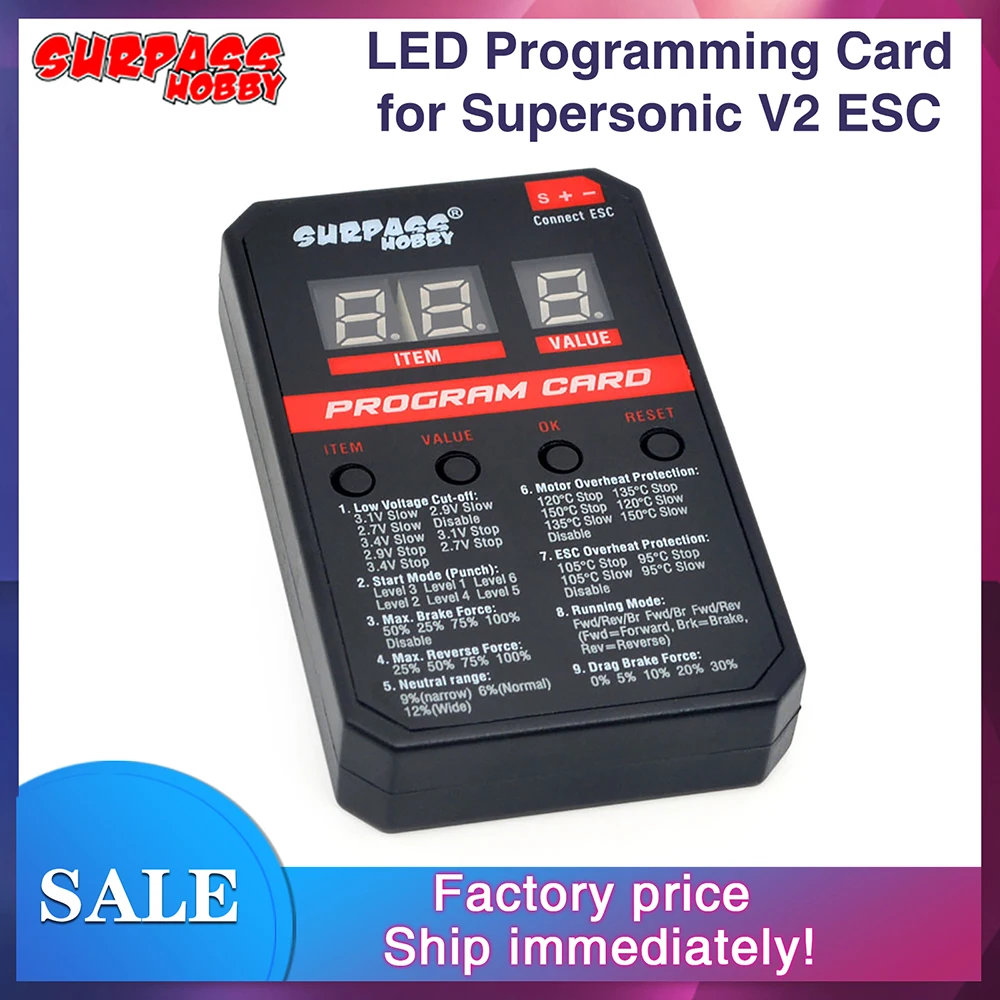 Rc Car Programming Card Supersonic Led Programming Card For Rc Car 45a ...
