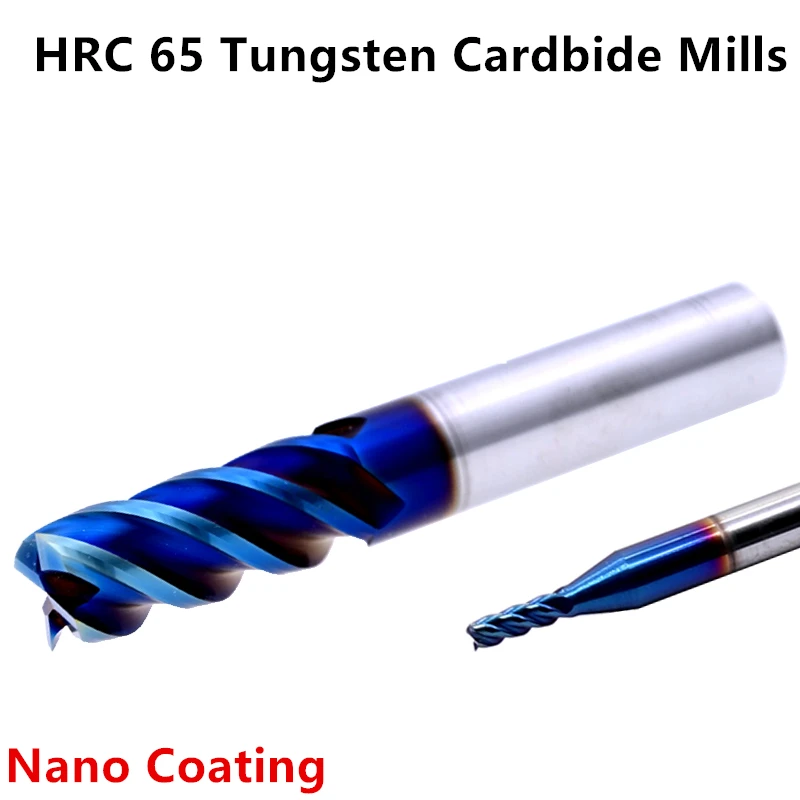 HRC65 4Flute 1-20mm carbide end mill Alloy Coating Tungsten Steel ...