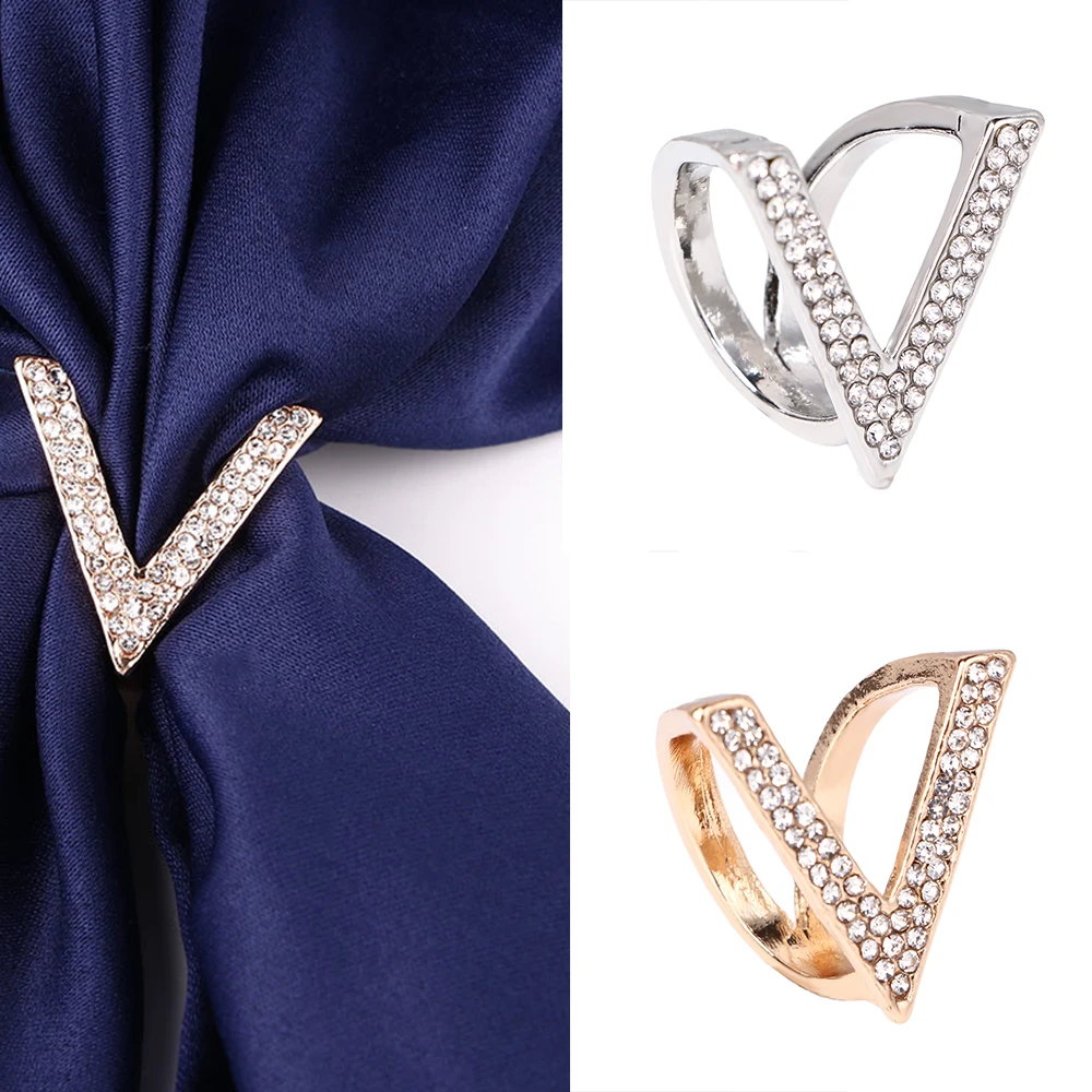 Elegant Luxury Scarf Buckle Wedding Hoop Brooch Pins for Women Crystal ...