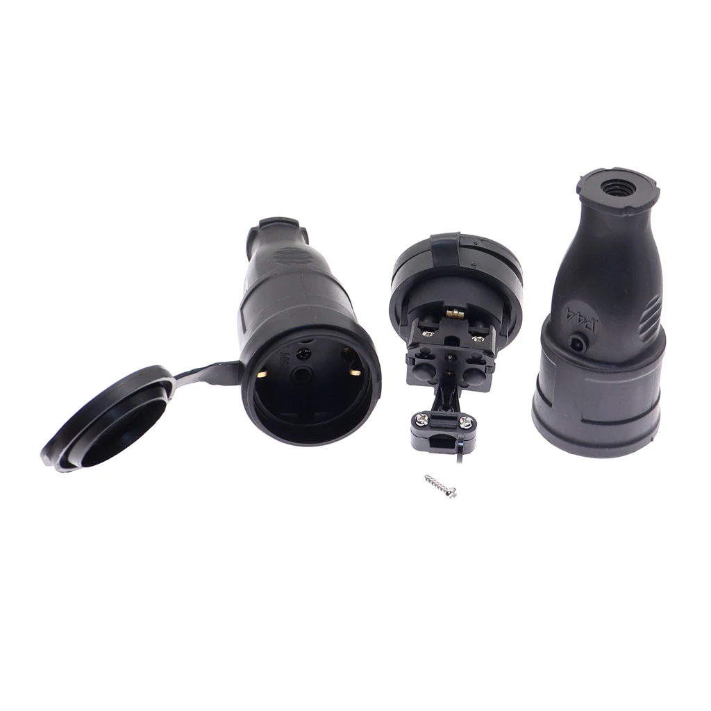 EU Rubber Waterproof Socket Plug Electrial Grounded European Connector ...