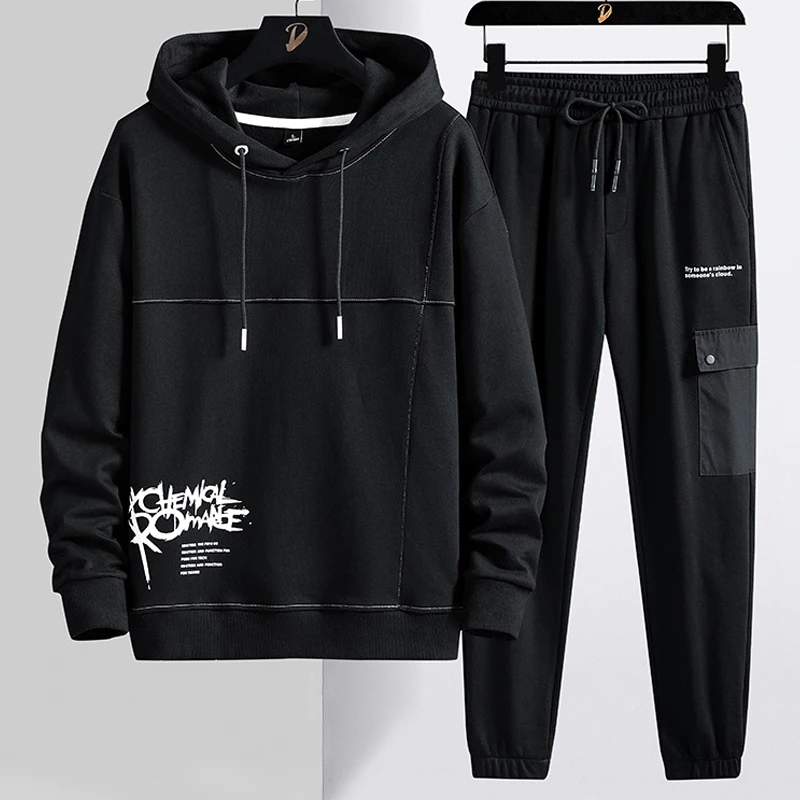 Plus Size Black Hoodie Tracksuit 2021 Brand New Streetwear Printed Hip ...