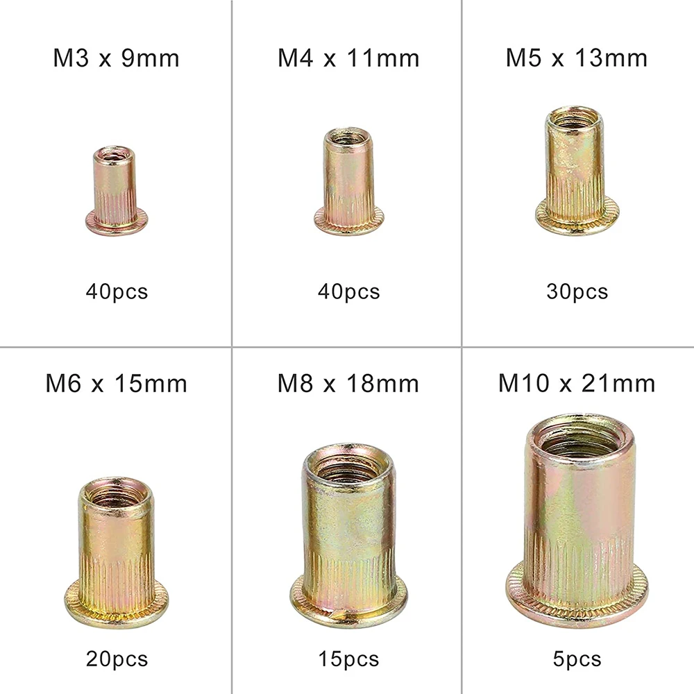 ECROU,150 Aluminum Nut--Kit de rivets et'écrous en acier jaune, 150 ...
