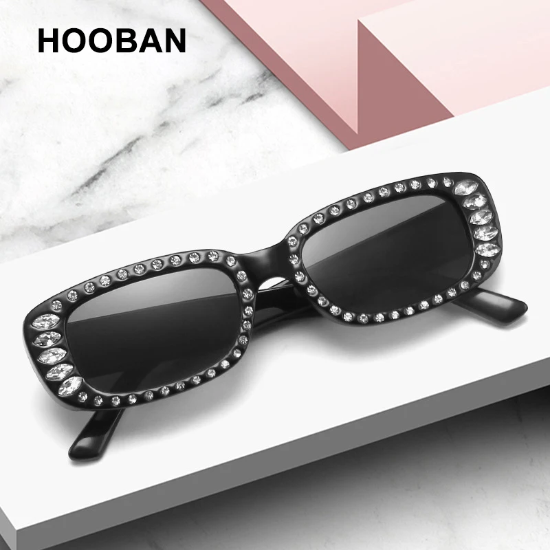 Gafas de sol de diamante para mujer, lentes rectangulares pequeños a la ...