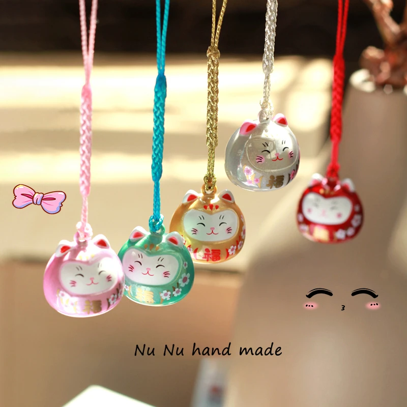 Cartoon Japan Lucky Cat Keychain Maneki Neko Trinkets Phone Accessory ...