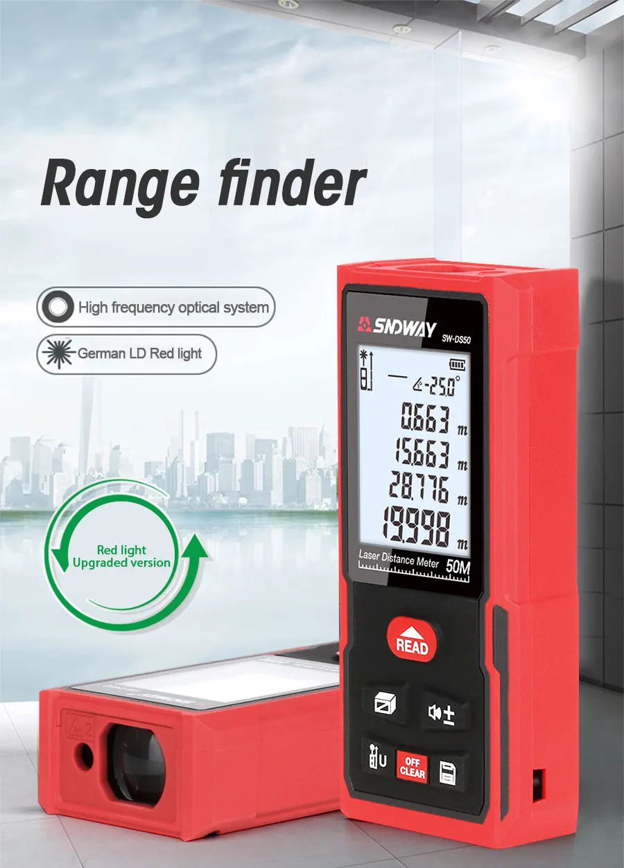 Outil de mesure électronique,SNDWAY télémètre Laser distancemètre ...