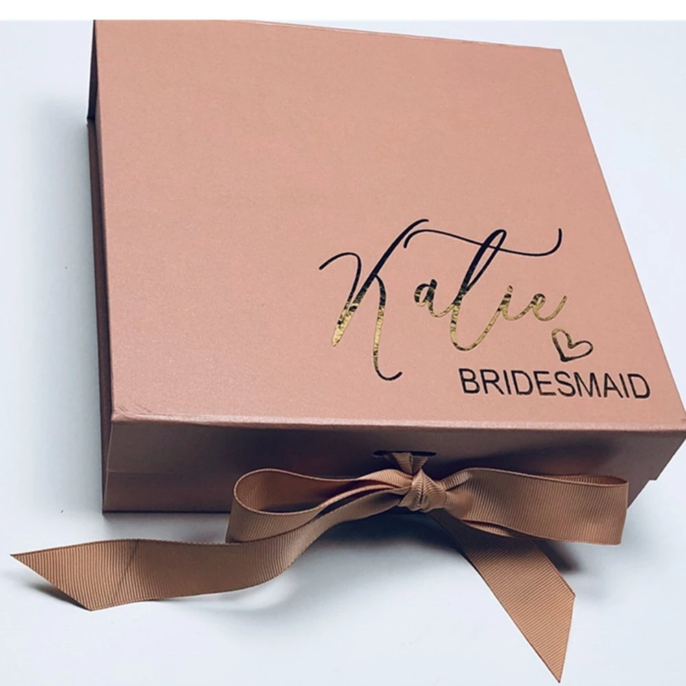 Personalised Bridesmaid Proposal Box Rose Gold Foil Bridesmaid Gift Box ...