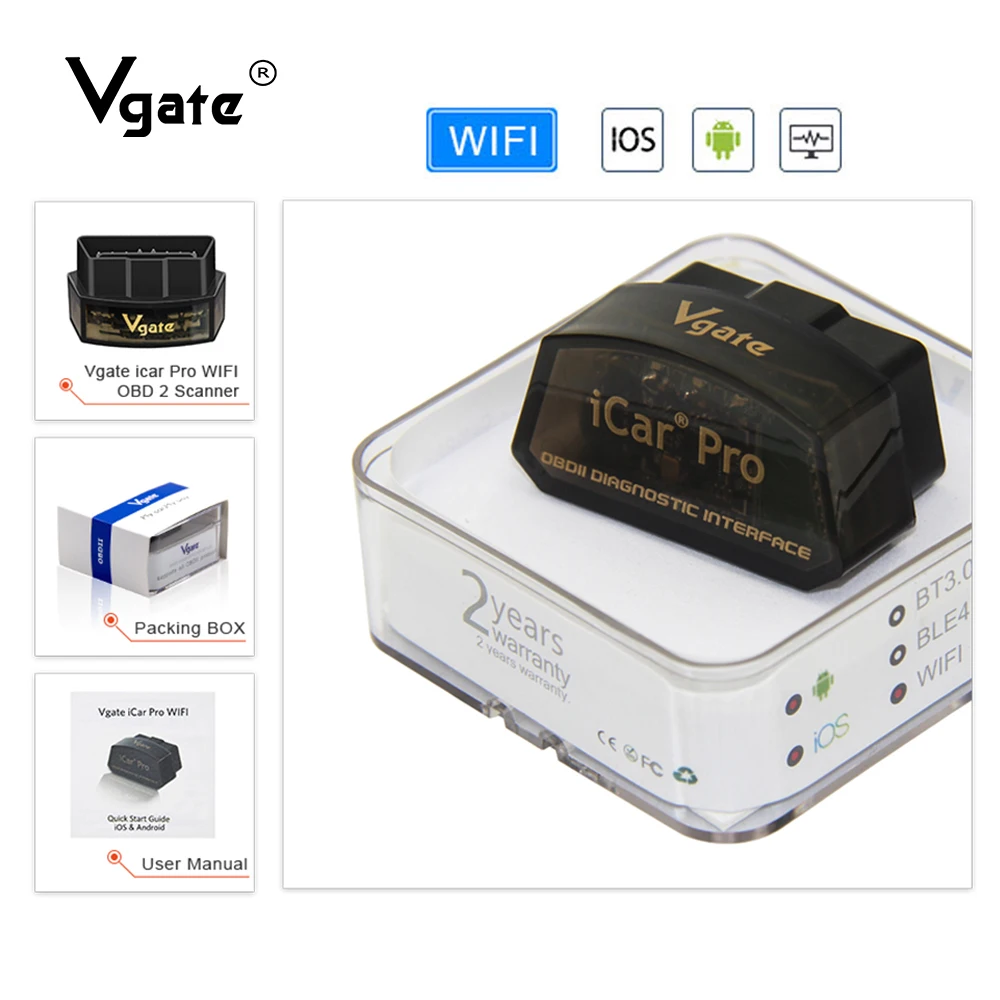 Vgate iCar Pro ELM327 wifi OBD2 сканер автоматический диагностический ...