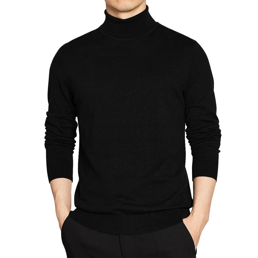High Quality Turtleneck Sweater Men Pullover Basic Solid Turtle-neck ...
