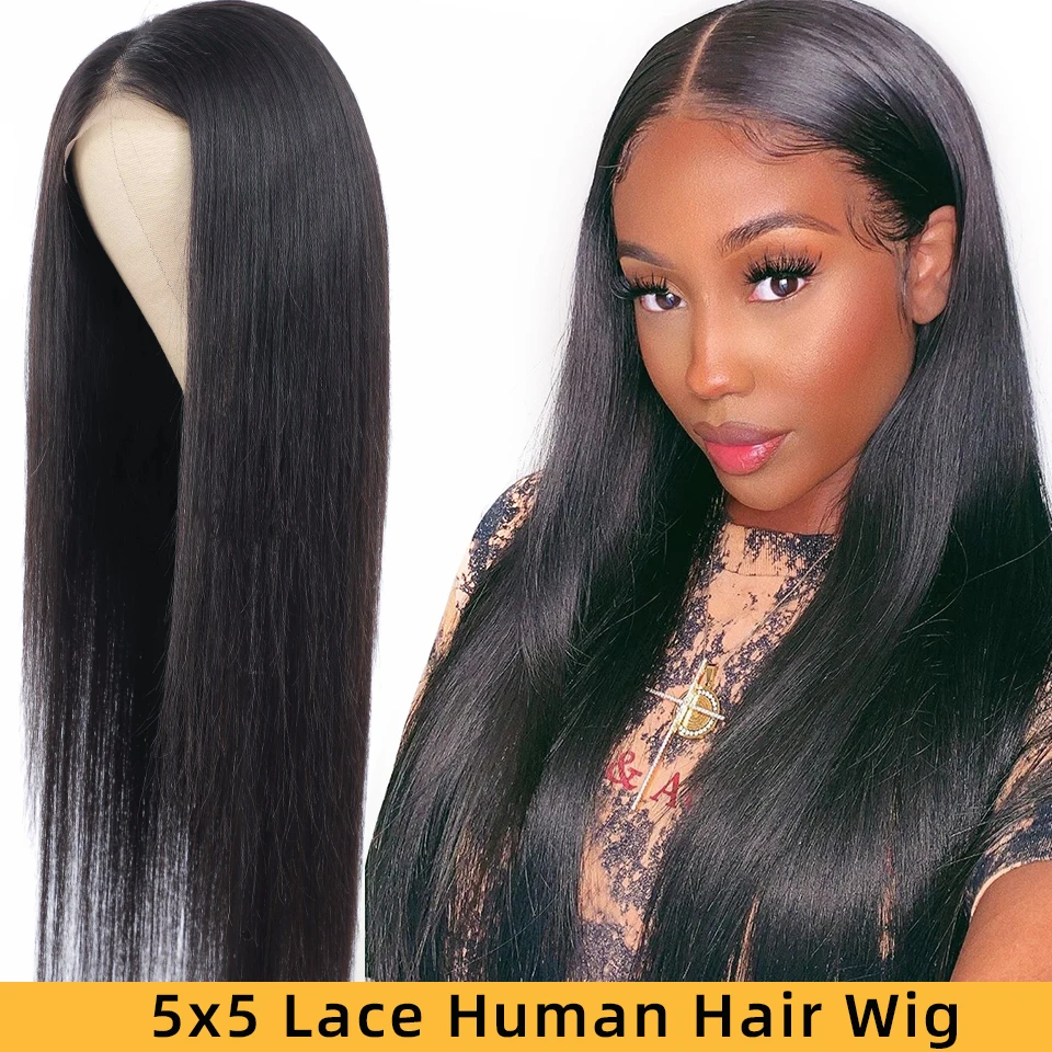 30-Lace-Front-Human-Hair-Wigs-Straight-Pre-Plucked-Hairline-Baby-Hair-5x5-Lace-Closure ...