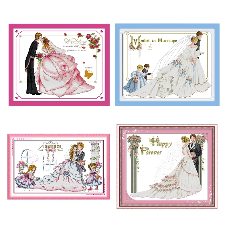 Conjunto de punto de cruz para boda, Kit de punto de cruz bordado ...