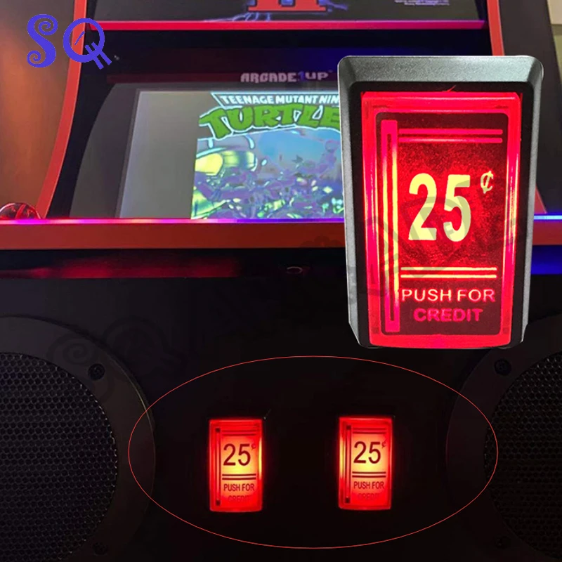 1pcs 25 Cent Red Push For Credit Arcade Coin Operated Game Led Push ...