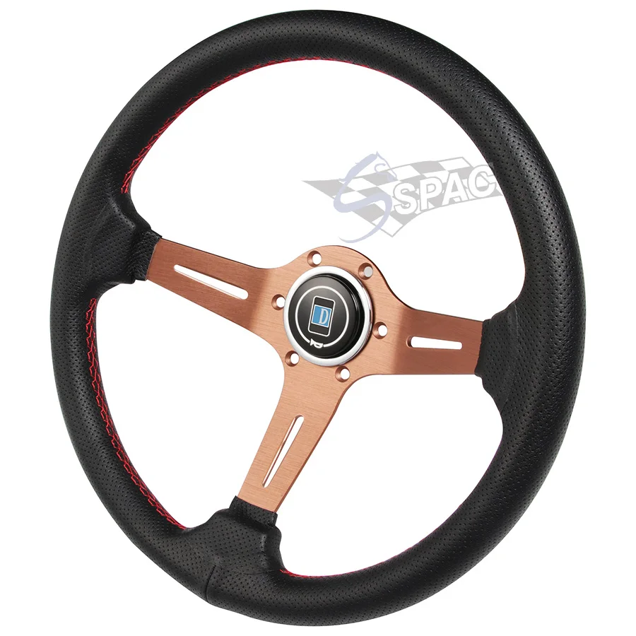 Titanium Spoke Leather Auto Racing Steering Wheels Sport Styling Auto ...