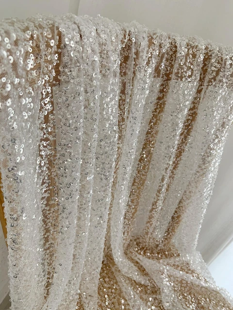 Off White Sequin Fabric