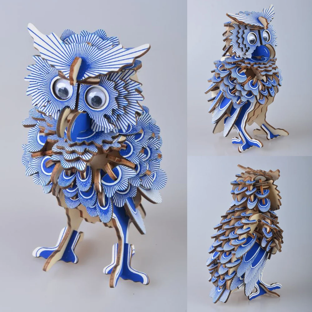 Rompecabezas de madera de búho en 3D AA para niños, Kit de juguete de ...