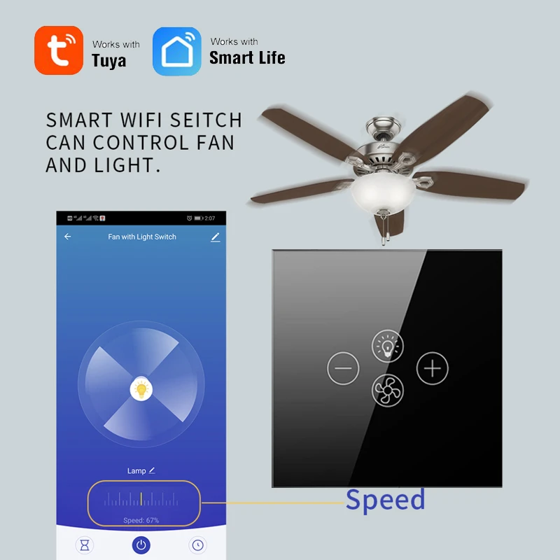 Alexa Amazon Voice Control Tuya Fan Controller Wifi Ceiling Fan ...