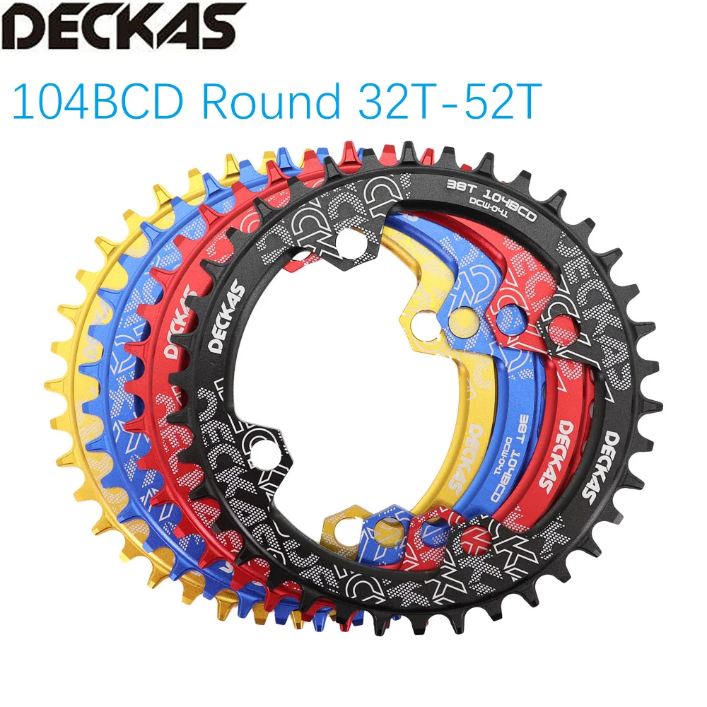 Deckas Bike Chainring Round 104BCD MTB Road Bike Mountain Bicycle Chainwheel 32t to 52t Downhill ...