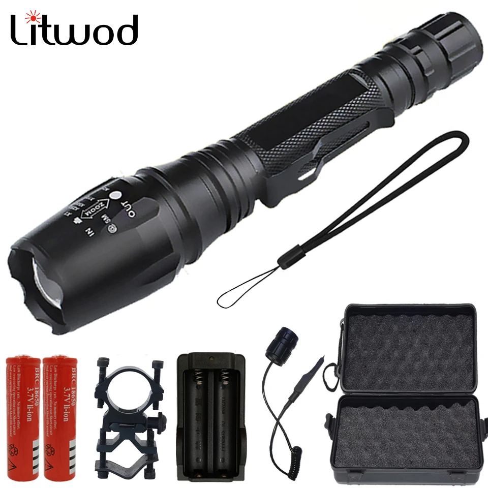 300000lm Powerful Led Flashlight 2pcs 18650 Battery Torch Waterproof ...