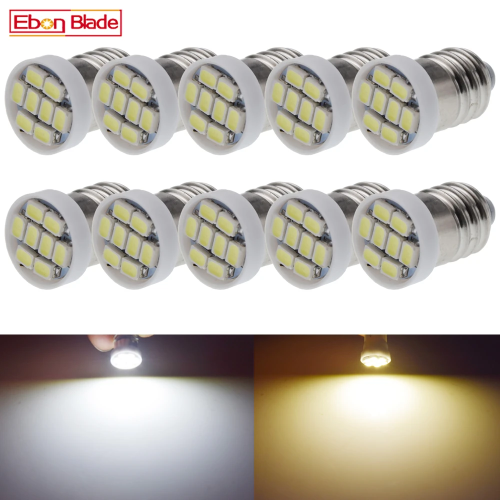 10Pcs-Warm-White-E10-LED-8-SMD-1210-Bulb-Light-DC-12V-For-DIY-Door ...