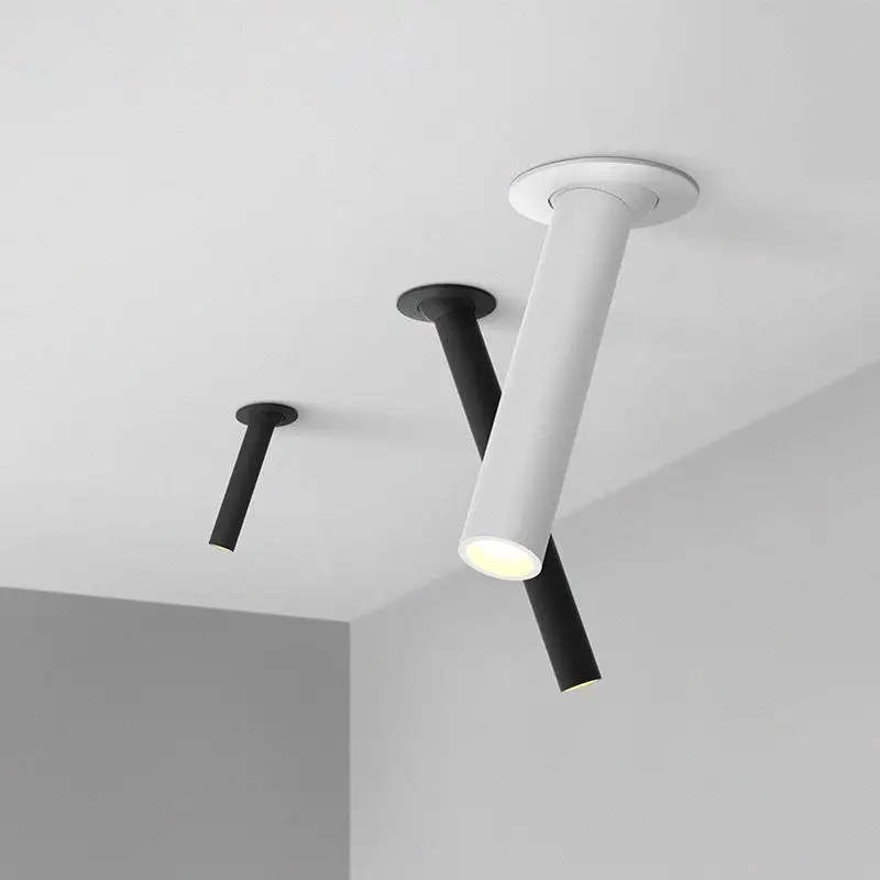 Black-White-Long-Tube-Ceiling-Recessed-LED-Spot-Lamp-Angle-Rotatable ...
