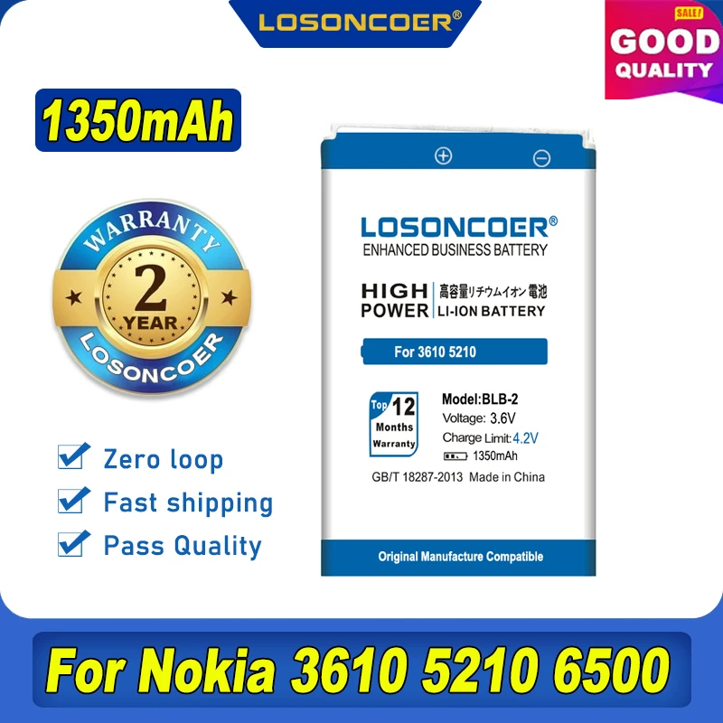 100-Original-LOSONCOER-NEW-1350mAh-BLB-2-BLB2-Battery-For-Nokia-3610 ...