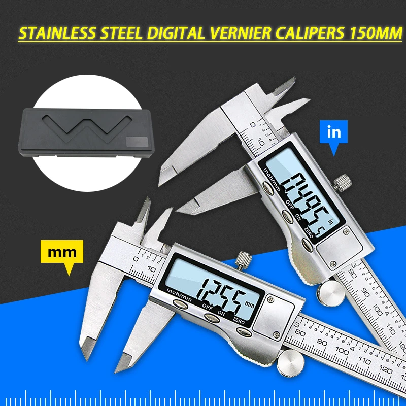 0 150mm Vernier Caliper Stainless Steel/Plastic LCD Digital Caliper 6 ...