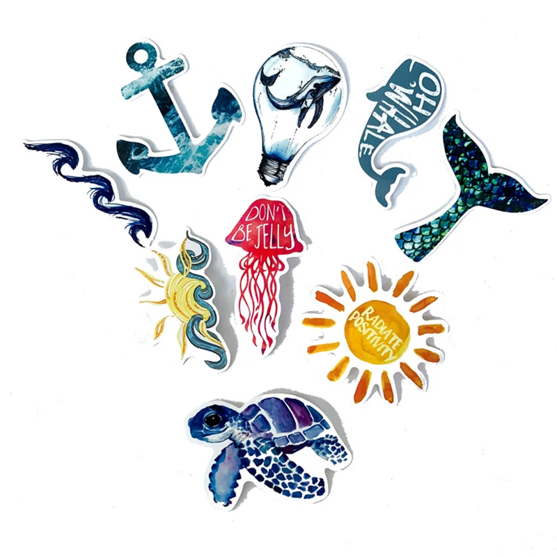 Electronics & Accessories Sea Animal Laptop Stickers 12 Pc Ocean ...