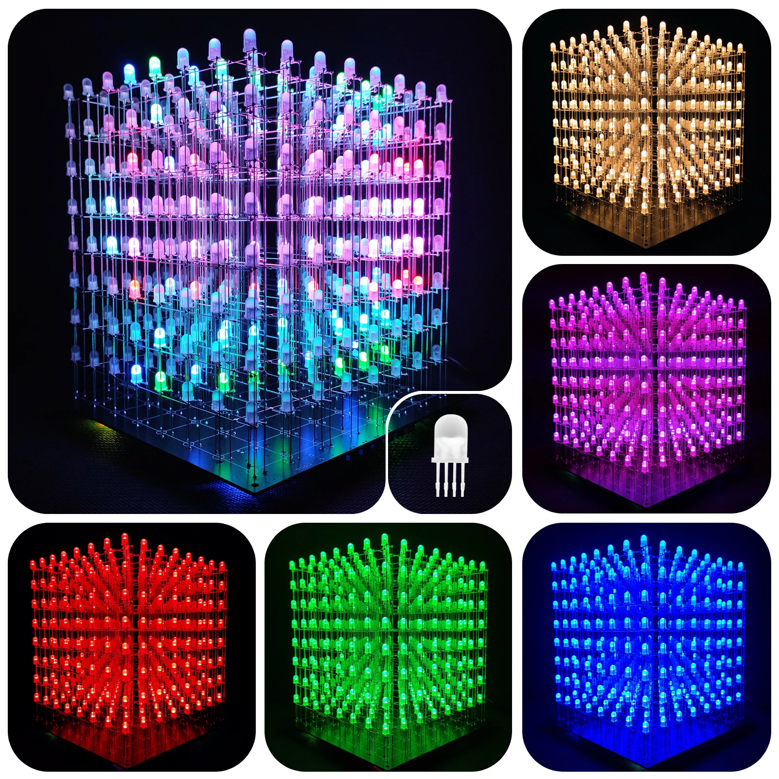 iCubeSmart 3D8RGB Led Cube Kit Full Color 8x8x8 Cube DIY Electronic Kits