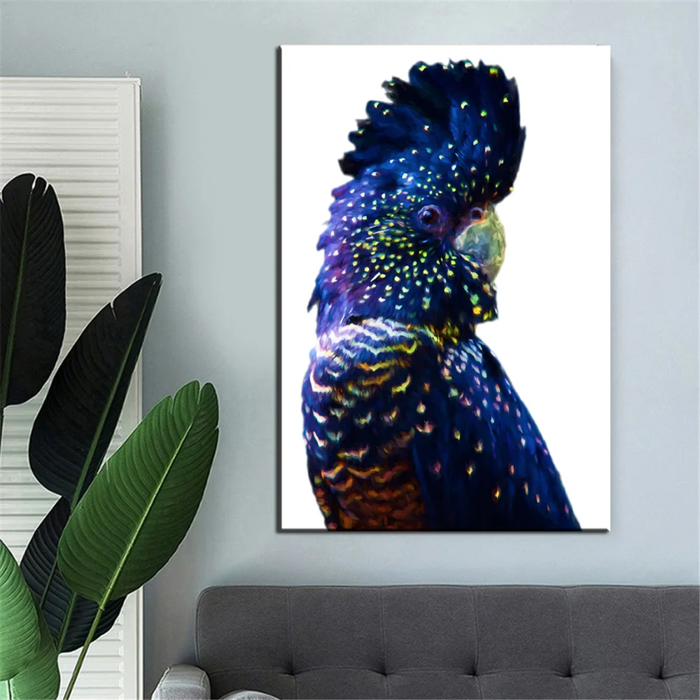 Navy Blue Bird Parrot Canvas Painting Wall Picture Modern Photography ...