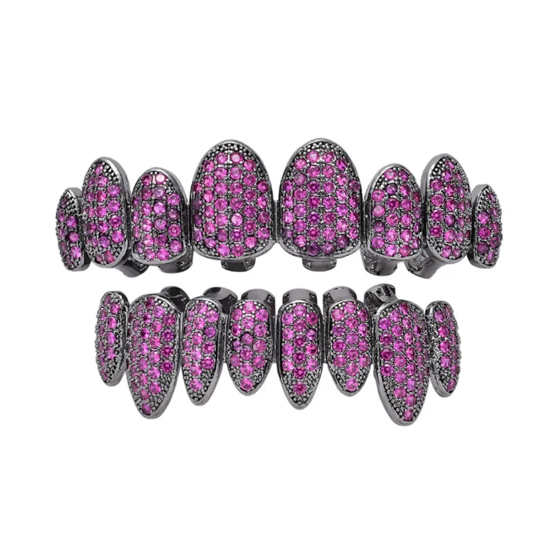 Hip-Hop-Cubic-Zircon-Teeth-Grillz-Grills-Dental-Mouth-Punk-Tooth-Caps ...