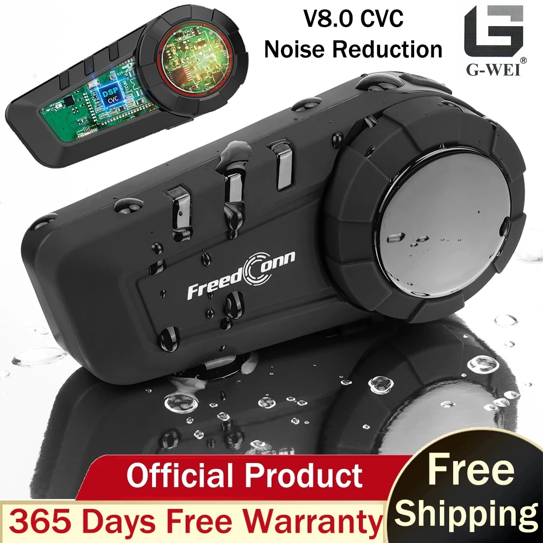 Freedconn KY Pro Motorcycle Intercom Bluetooth Helmet Headset Motorbike ...