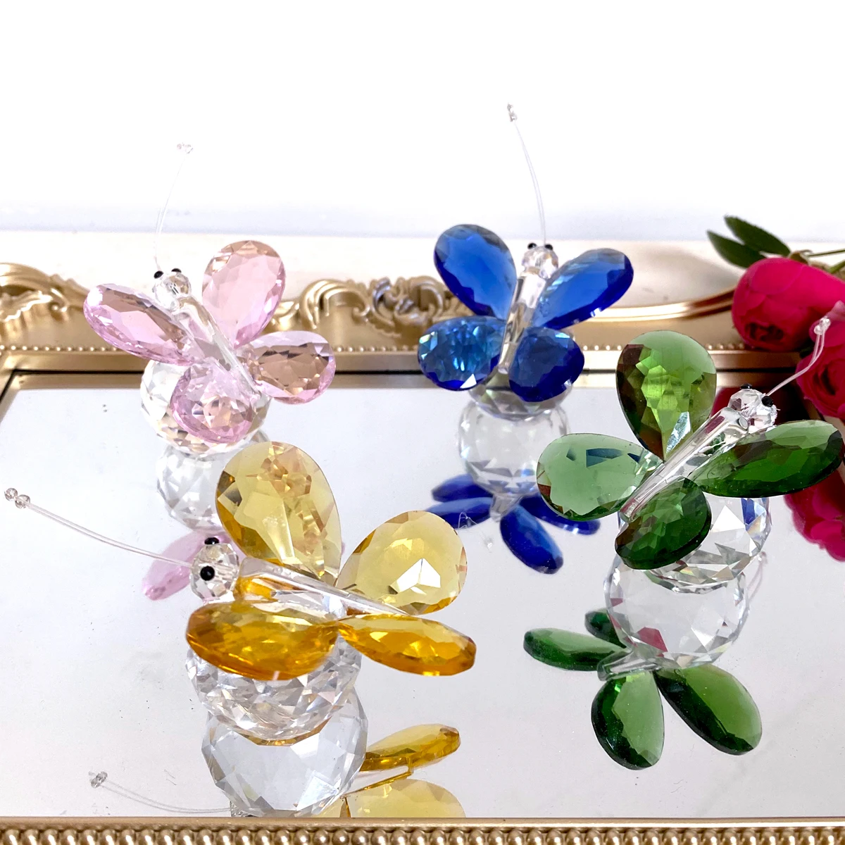 Crystal Butterfly Figurine Glass Butterfly Animal Paperweight Home ...