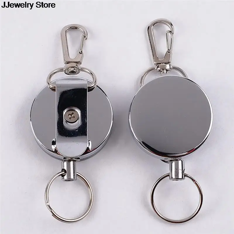Stainless Steel Wire Rope Elastic Keychain Recoil Sporty Retractable ...