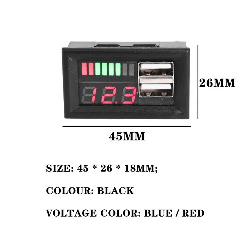 Blue LED Digital Display Voltmeter Mini Voltage Meter Battery Tester ...