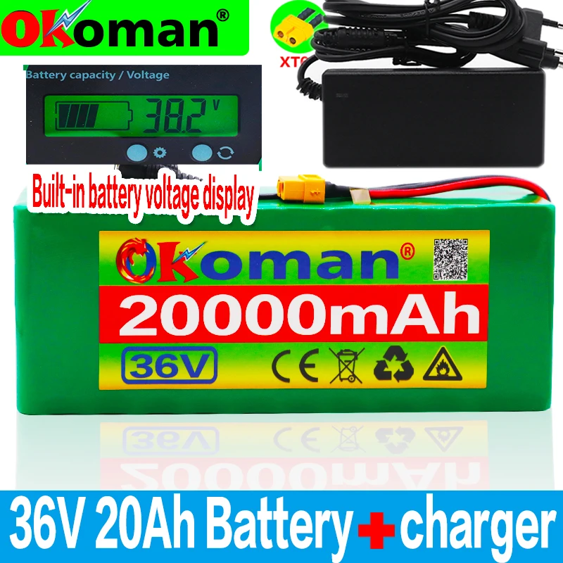 36V 20AH Electric Bike Battery 20A BMS Lithium Battery Pack 36 Volt ...