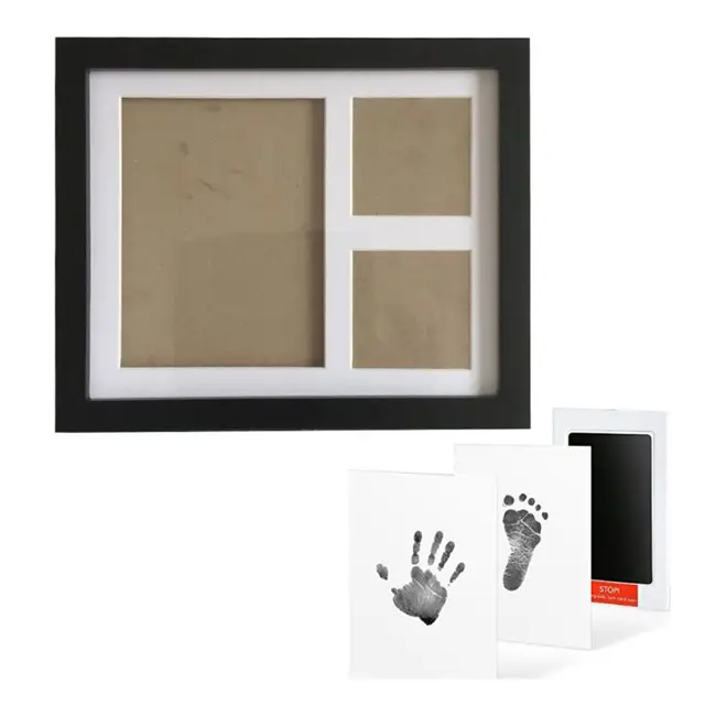 Baby Footprint Kit Handprint Picture Frame with Safe and Non-Toxic Ink ...