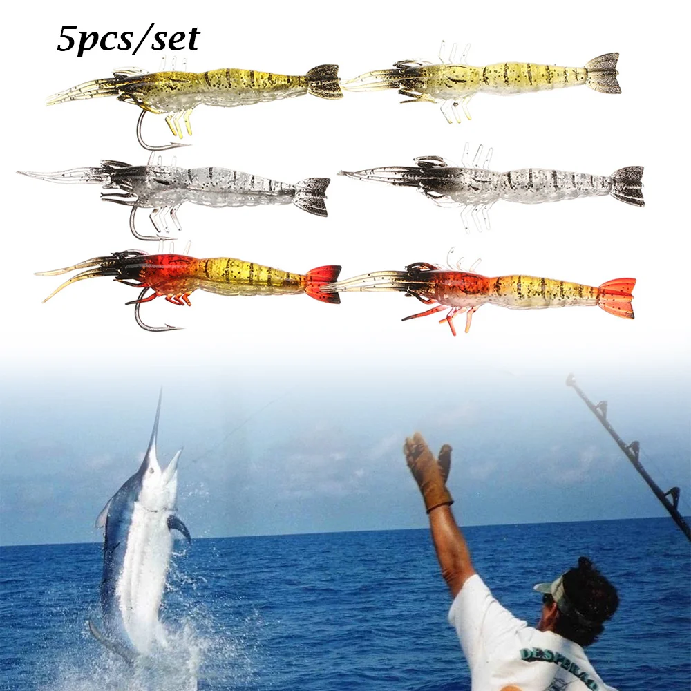 5-Pcs-Lot-Silicone-Prawn-Lure-Single-Hook-Bass-Worm-Soft-Biomimetic ...