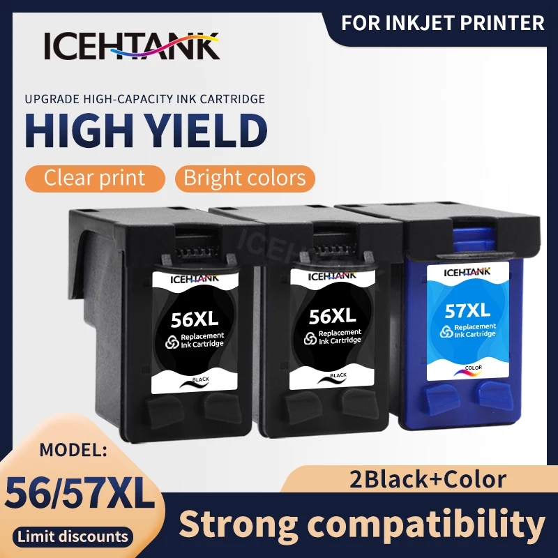 Icehtank Ink Cartridge Replacement For HP 56XL For HP 57XL Deskjet 5150 450CI 5550 5650 7760 ...