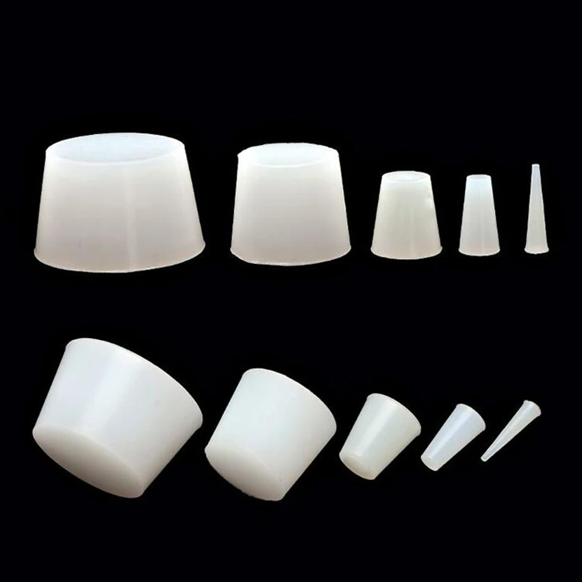 10Pc-Clear-Black-Conical-Rubber-Stopper-Blanking-Plugs-Silicone-Tapered ...