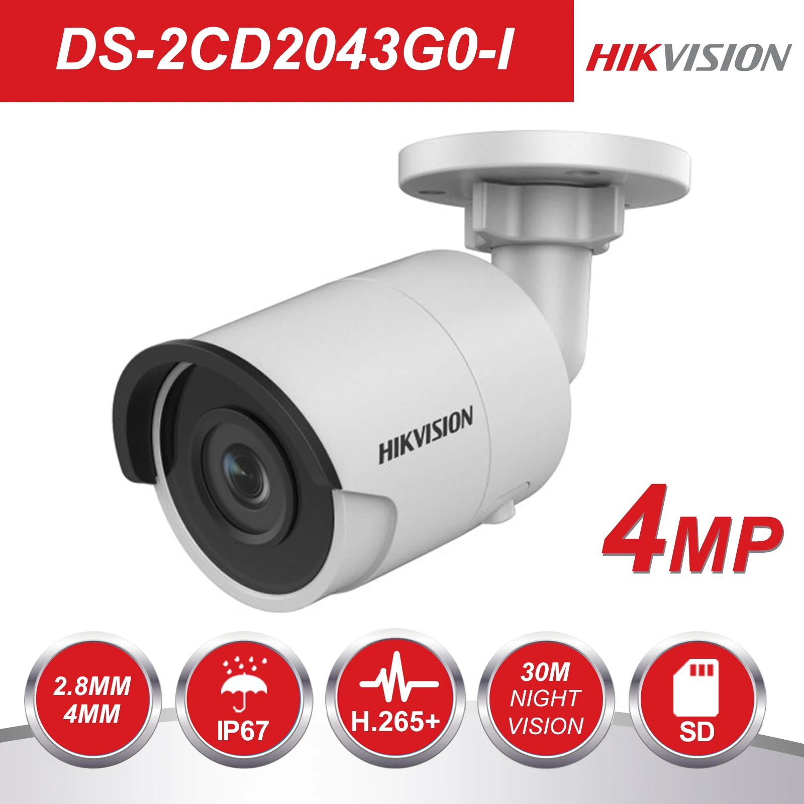 Hikvision H.265 4MP Bullet IP Camera PoE DS 2CD2043G0 I 4 Megapixel IR ...